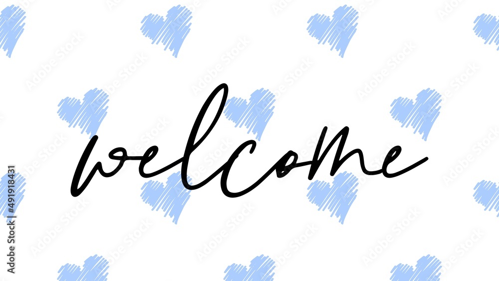 welcome hand-letter card with romantic background Stock Illustration ...