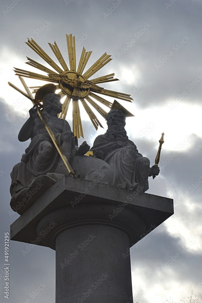 Statue of the Holy Trinity on column from year 1820, located near ...