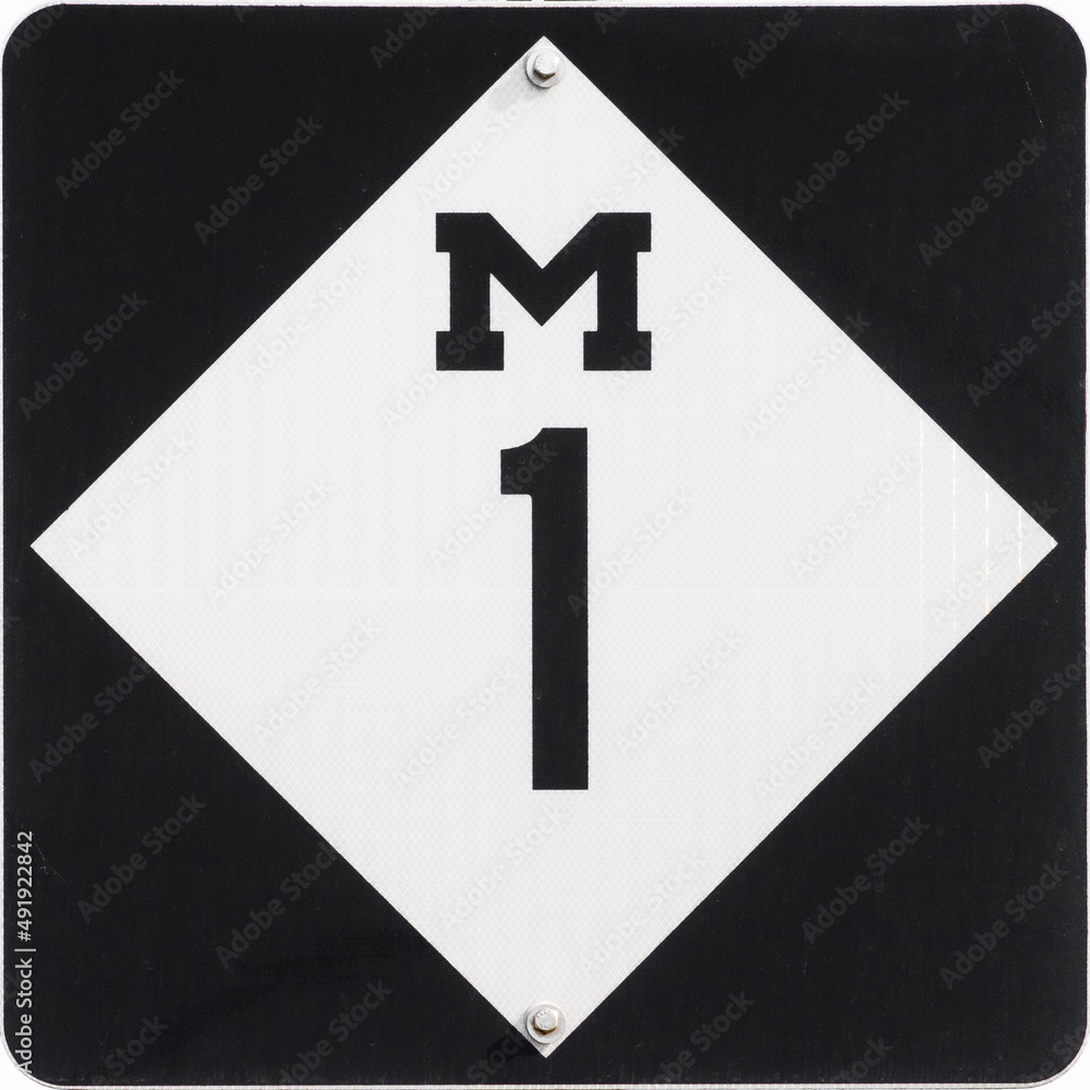 Road sign for Michigan Highway M1, Woodward Avenue. Stock Illustration ...