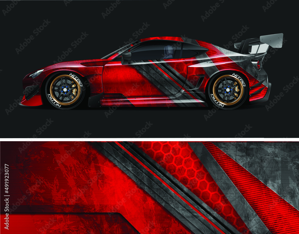 Red wrap design , racing vehicle wrap design Stock Vector | Adobe Stock