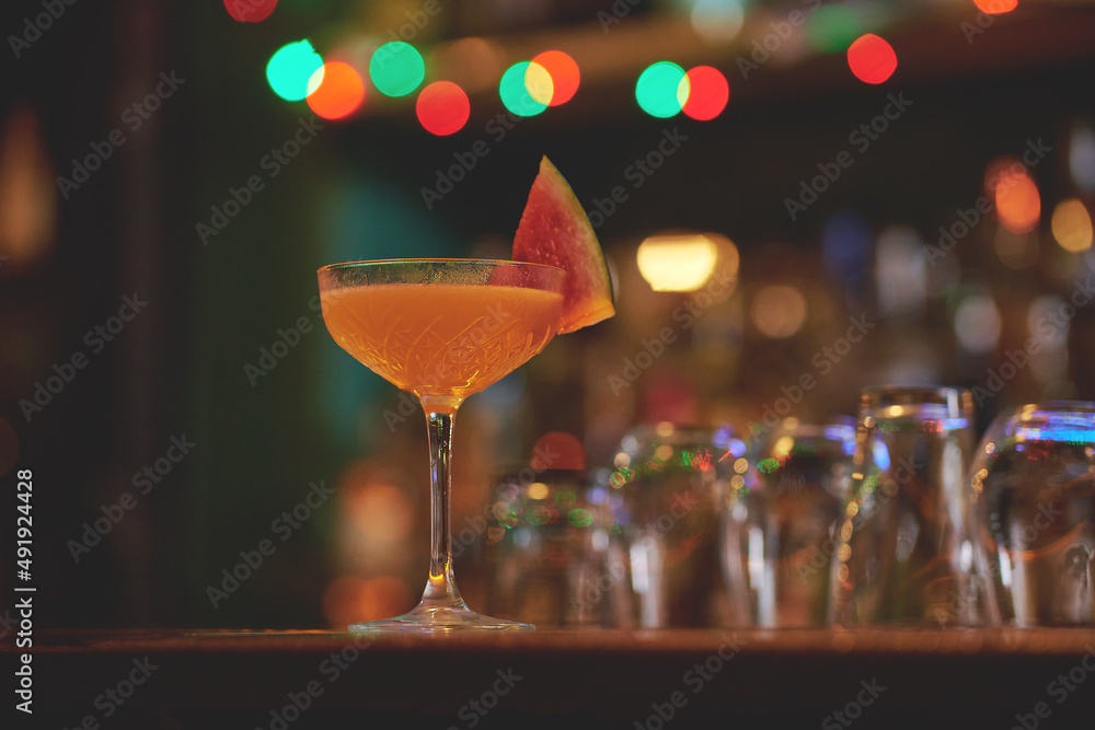 Female barman preparing drinks. cocktail bar Drinks at the bar. Fresh ...