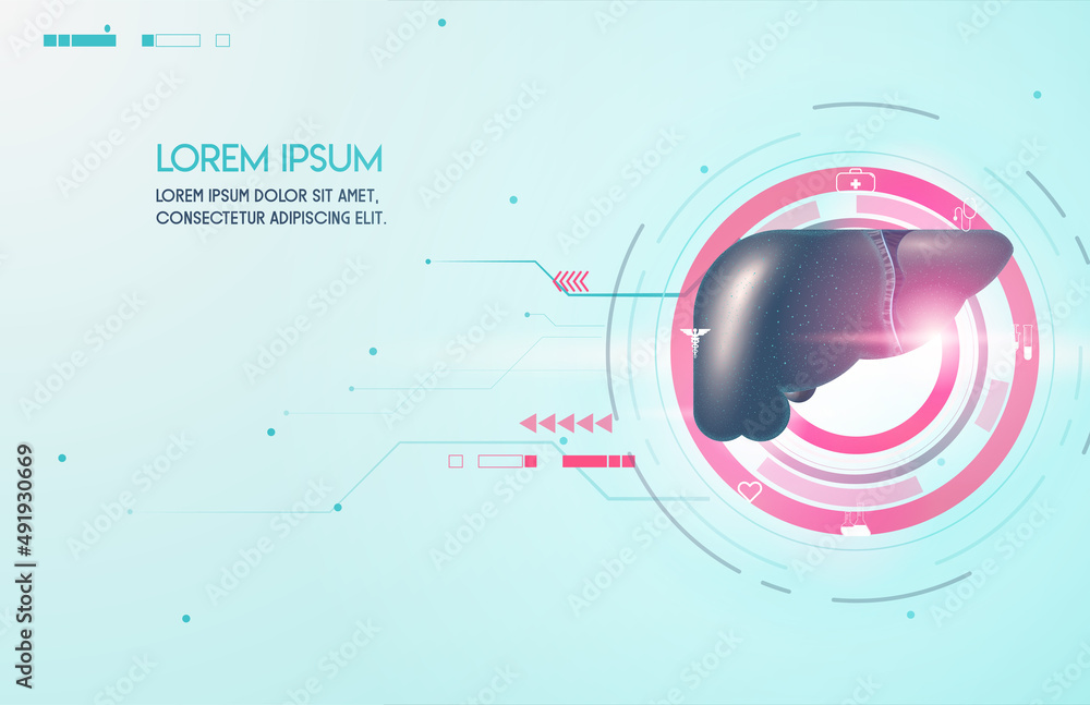 Liver is a human internal organ. Design with low poly technique. Dots ...