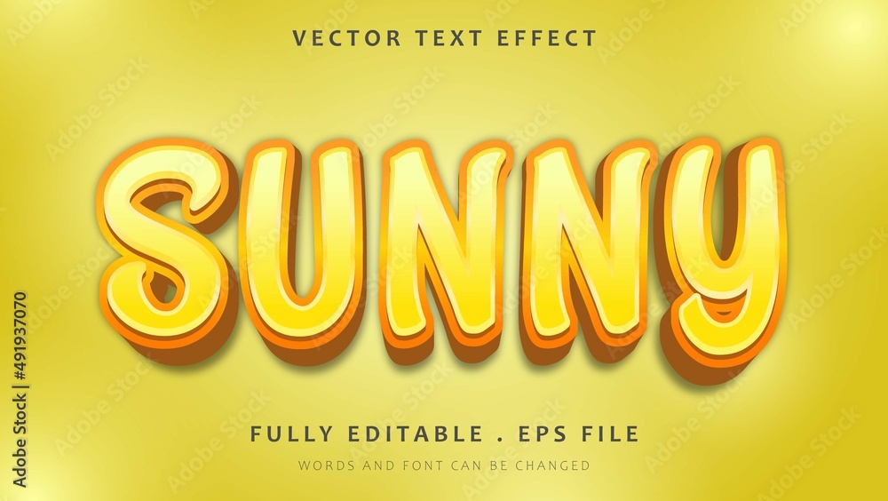 3d Gradient Yellow Word Sunny Editable Text Effect Design Template ...