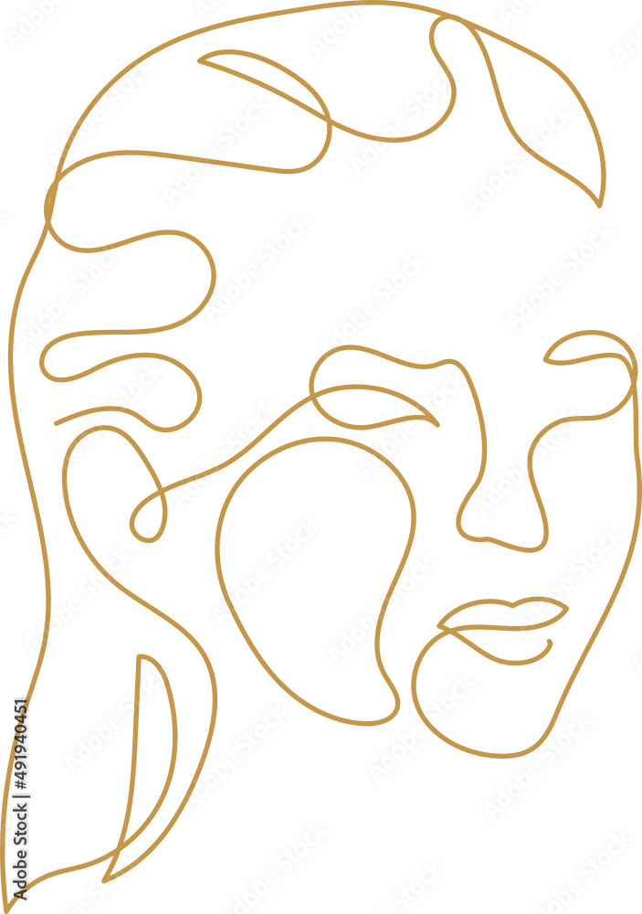 Trendy vector set of illustrations in minimal linear style. Face ...