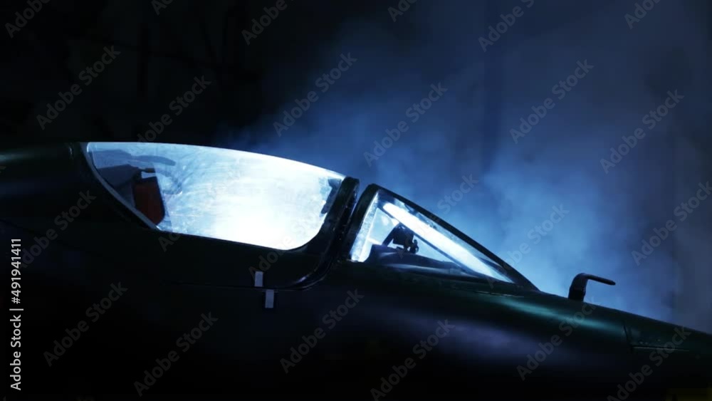 Military Fighter Jet Canopy and Cockpit, Fighter Jet in Hangar ...
