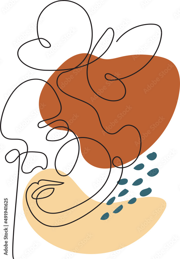 Abstract woman vector background set in continuous line art. Fashion ...