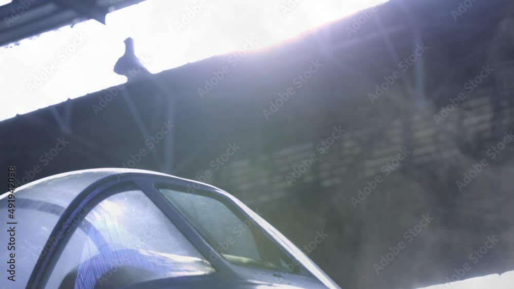Military Fighter Jet Canopy and Cockpit, Fighter Jet in a Hangar ...