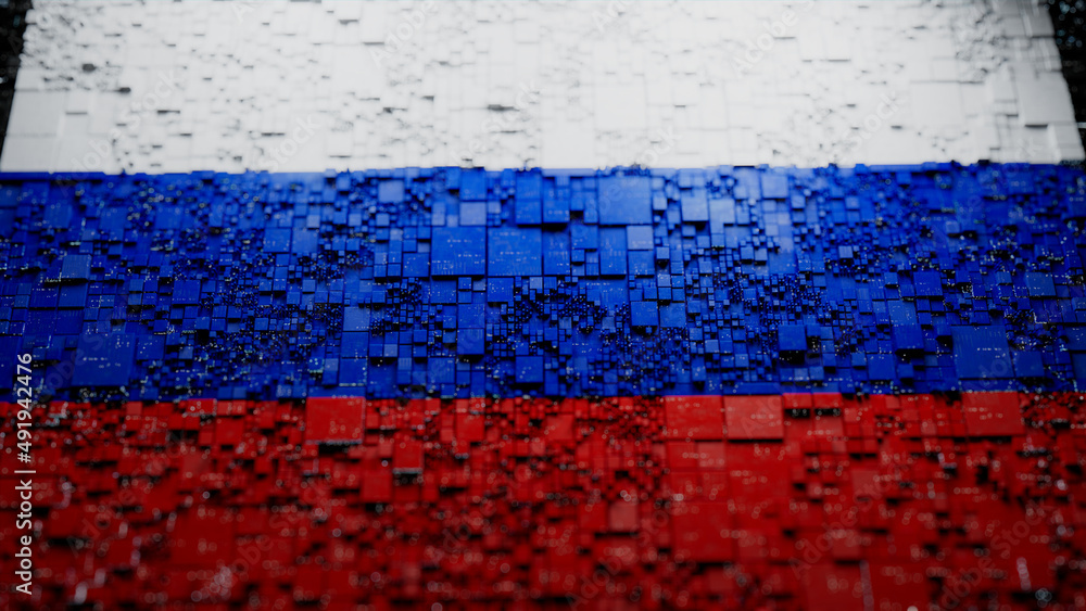 Flag of Russia rendered in a Futuristic 3D style. Russian Technology ...