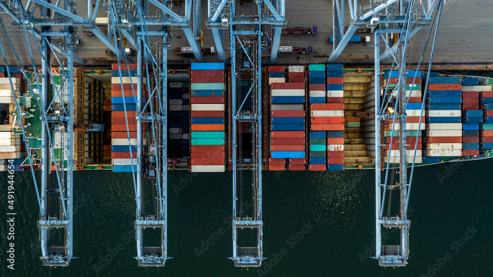 Container ship carrying container import export, Global business ...