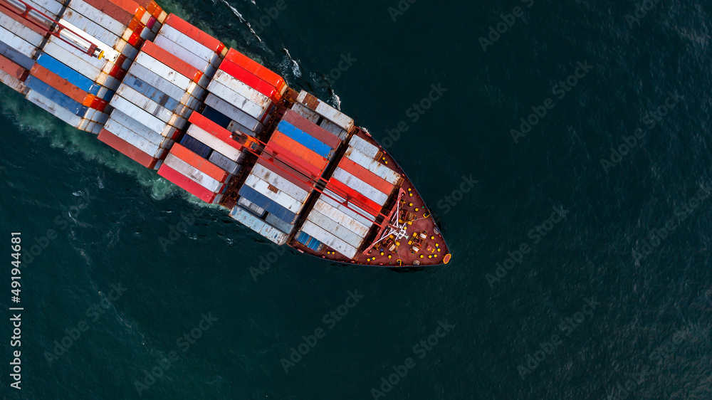 Container ship carrying container import export, Global business ...