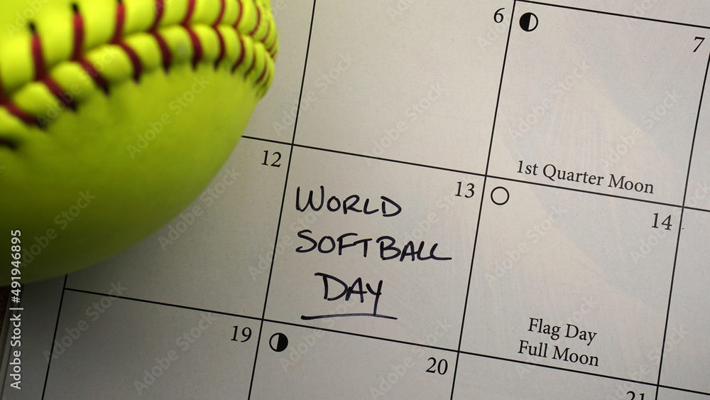 World Softball Day marked on a calendar on June 13. Stock Photo | Adobe ...