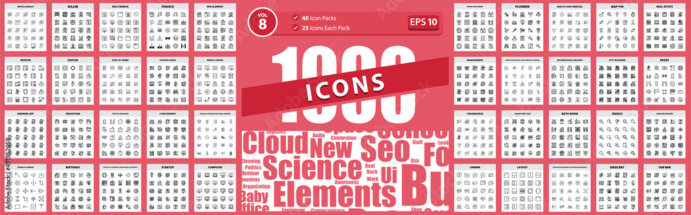 Pack of 1000 Icons corporate development and business management ...
