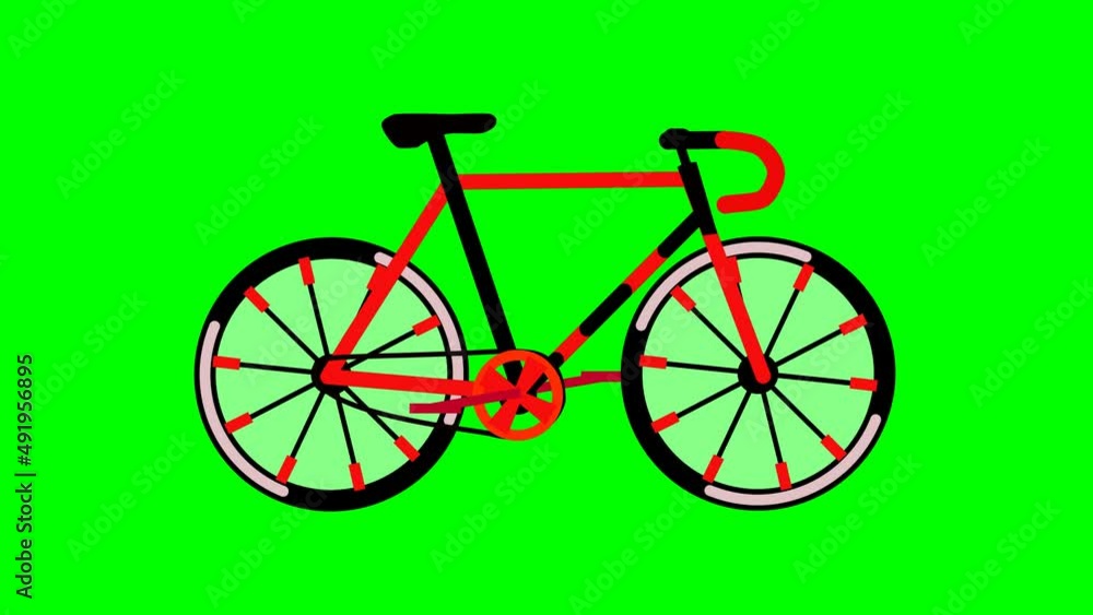 Bycycle animation on green screen background Stock Video | Adobe Stock