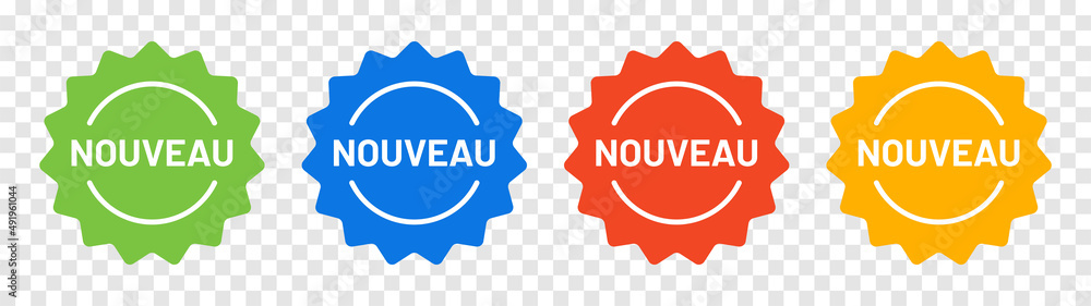 Nouveau icône. Nouveau badge icon collection on transparent background ...