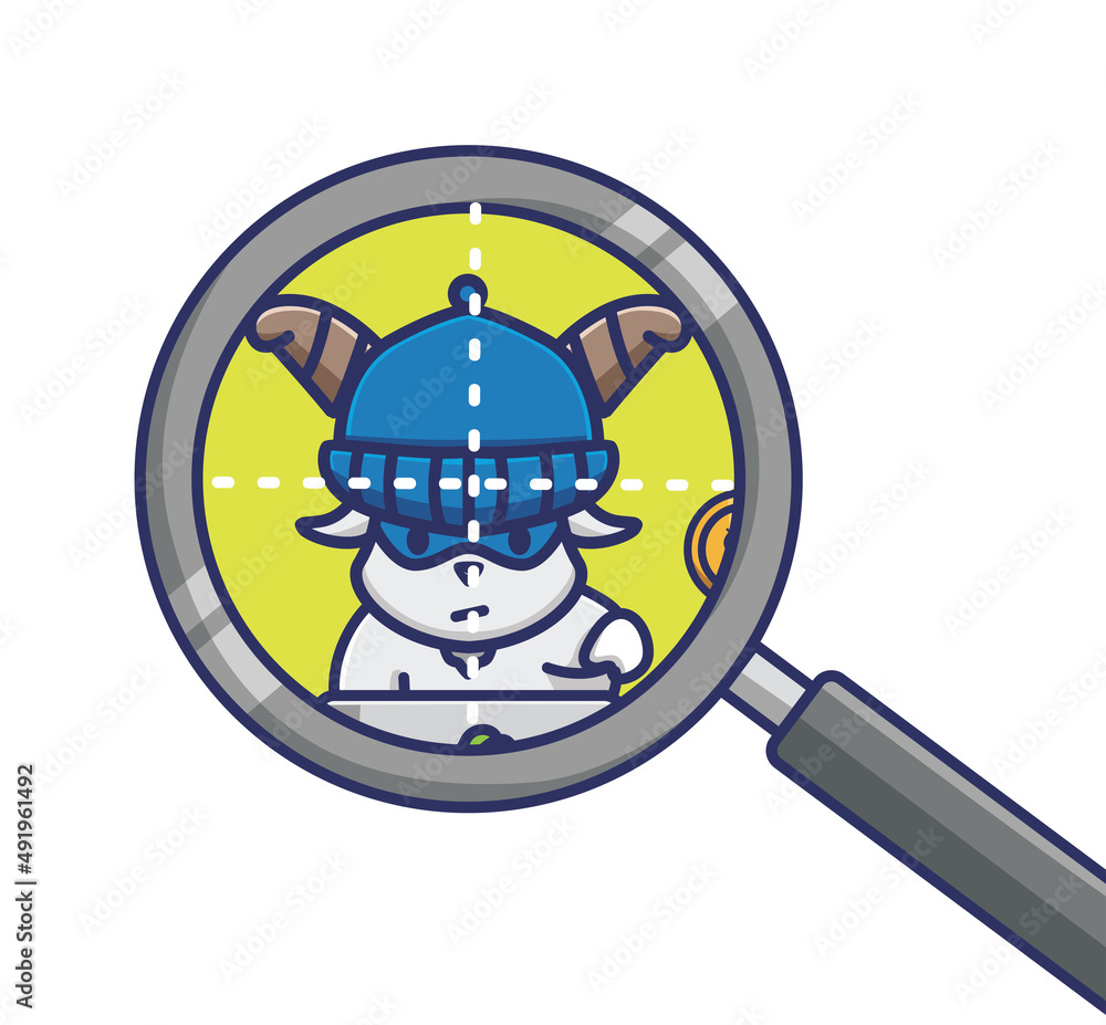 found a criminal thief goat. animal flat cartoon style illustration ...