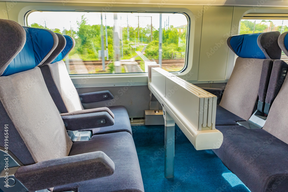 PARIS, FRANCE - MAY 21, 2016: TGV high-speed train inside view of SNCF ...