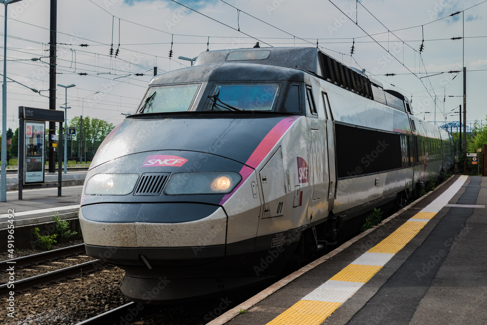 PARIS, FRANCE - MAY 21, 2016: TGV high-speed train of SNCF in France ...