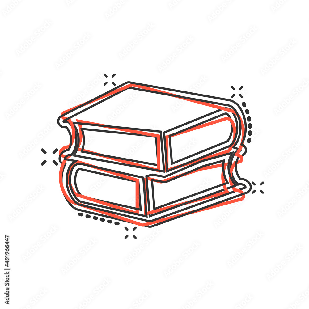 Book library icon in comic style. Encyclopedia cartoon vector ...