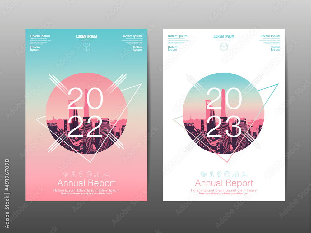 annual report 2022,2023 , template layout design, geometric flat design ...