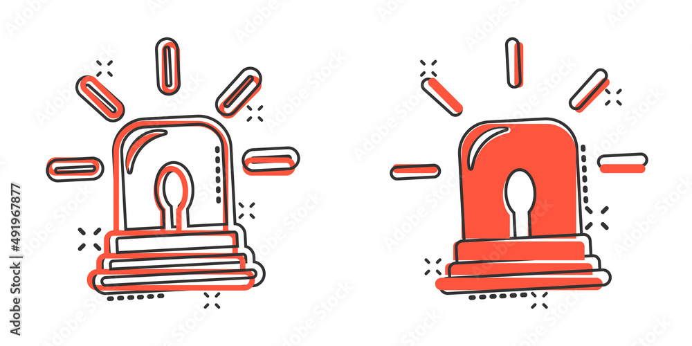 Emergency alarm icon in comic style. Alert lamp cartoon vector ...