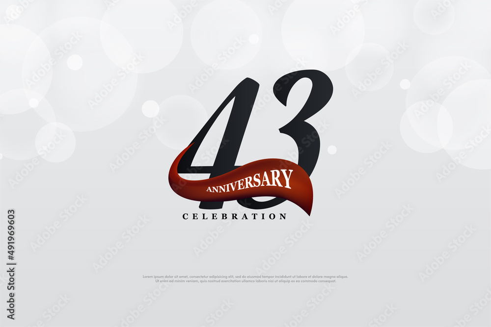 43rd anniversary background with number illustration. Stock Vector | Adobe Stock