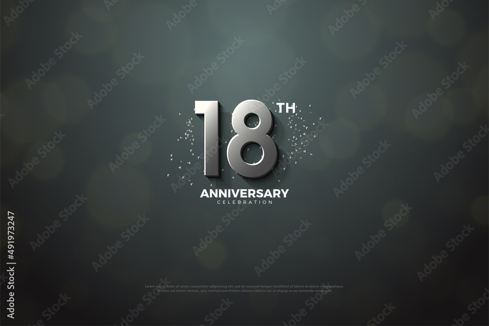 18th anniversary background with number illustration. Stock Vector ...