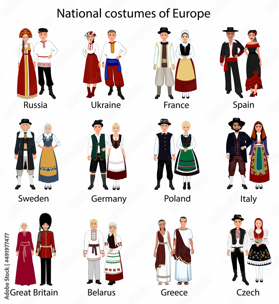 National costumes of Europe. Vector illustration Stock Illustration ...