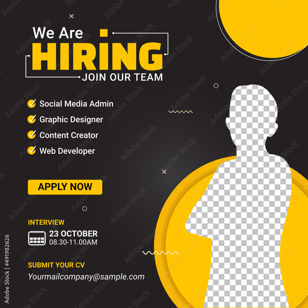 Poster for we are hiring. employees needed. Social media template job ...