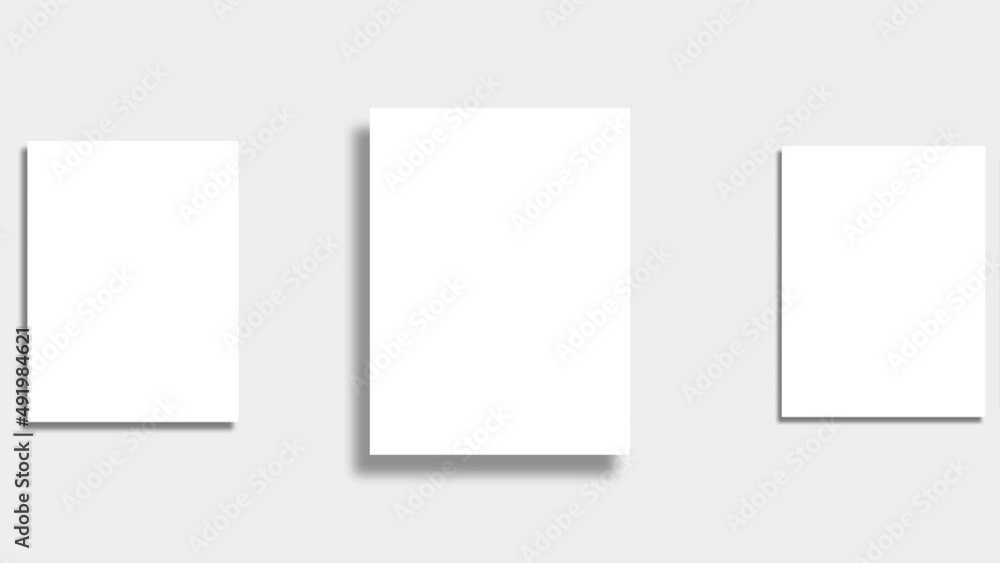 Animated Paper Blanks Mockups lying on Neutral Light background (Flat ...