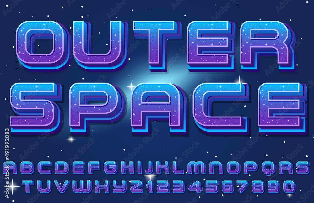 A set of English alphabet space font on space background Stock Vector ...