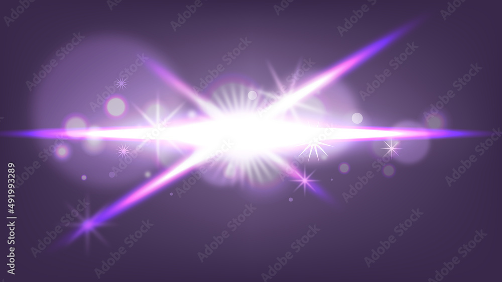 Dark Purple Bokeh Lights with Multiple directions of beam flares Stock ...