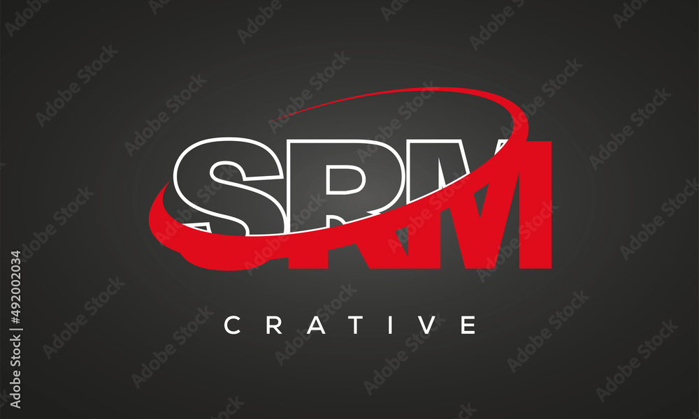 SRM creative letters logo with 360 symbol vector art template design ...