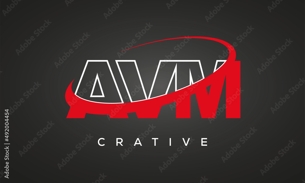 AVM creative letters logo with 360 symbol vector art template design ...