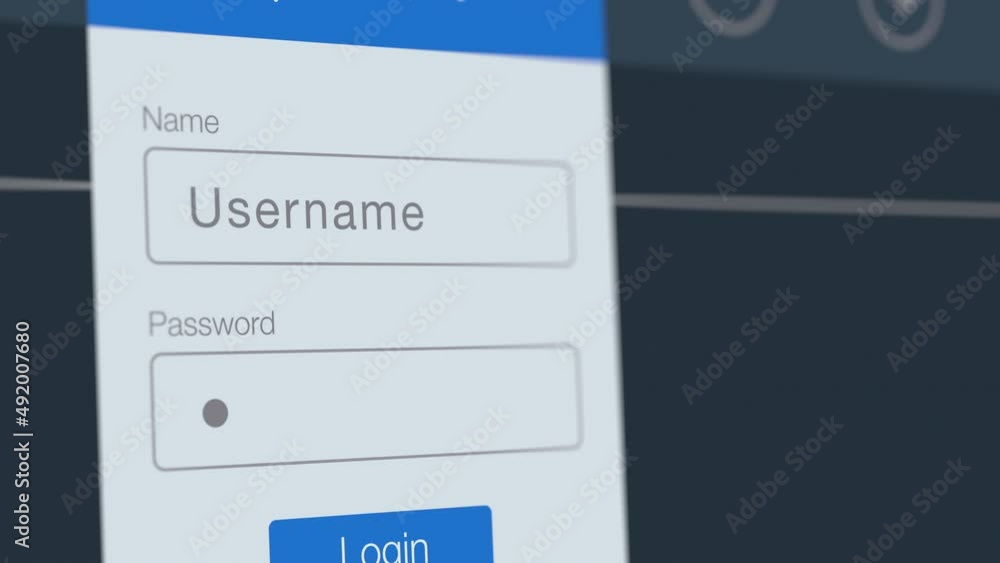 login account, close-up of a computer screen, enter username and ...