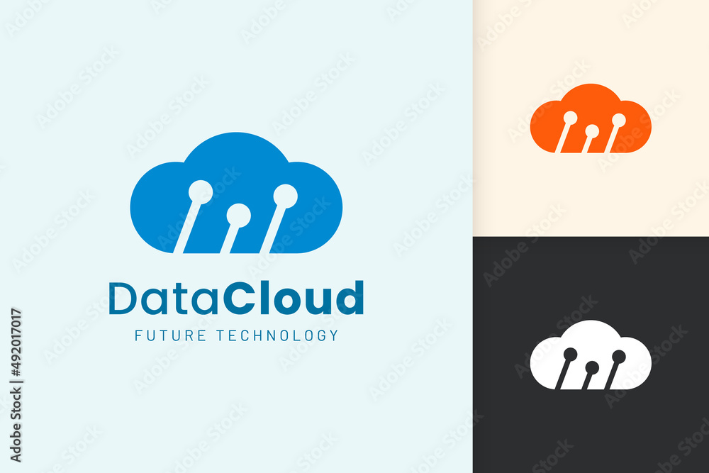 Cloud or Data Logo in modern style with blue color Stock Vector | Adobe ...