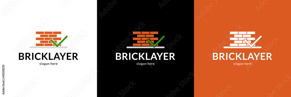 Simple bricklayer logo Stock Vector | Adobe Stock