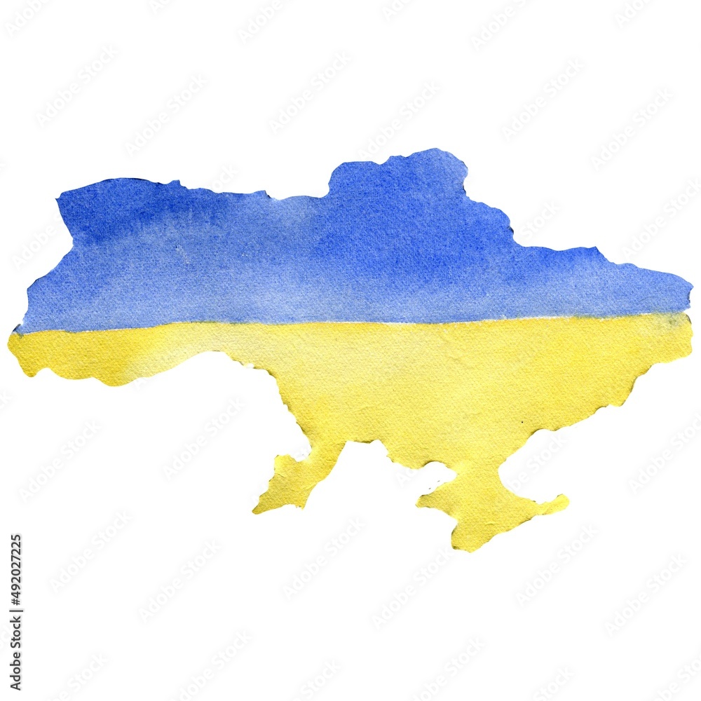Watercolor ukranian map, pray for ukraine Stock Illustration | Adobe Stock