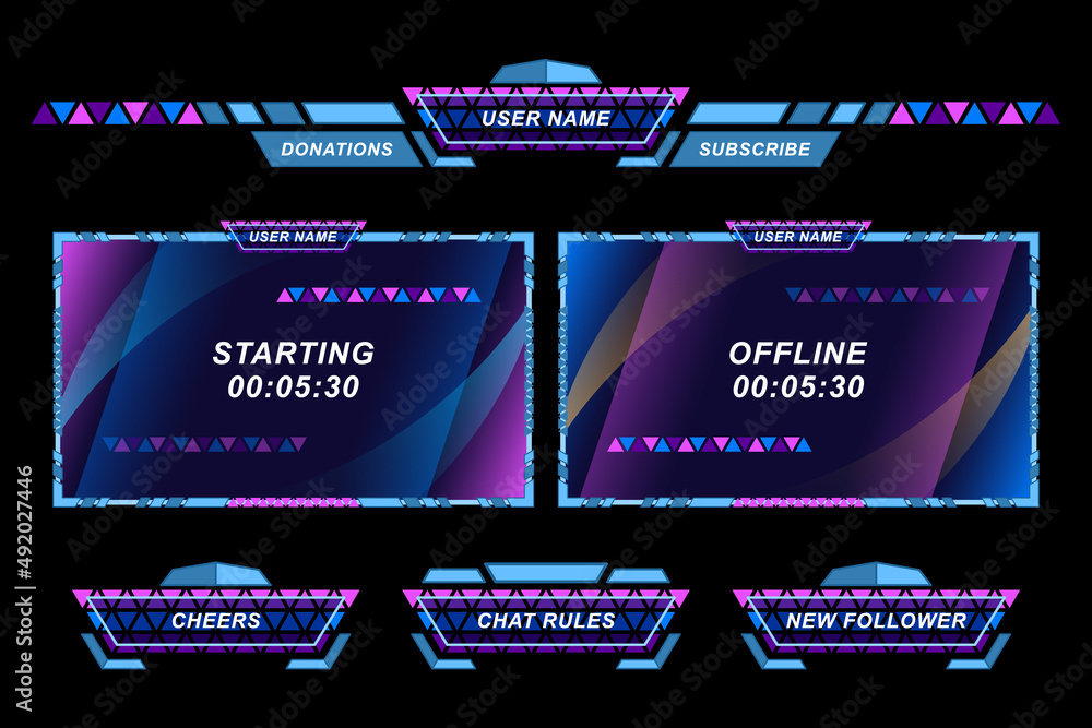 Set futuristic stream overlay geometric frames template Stock Vector ...