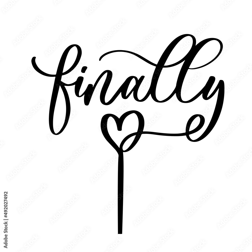 Finally lettering vector cake topper, Template for laser or milling cut ...