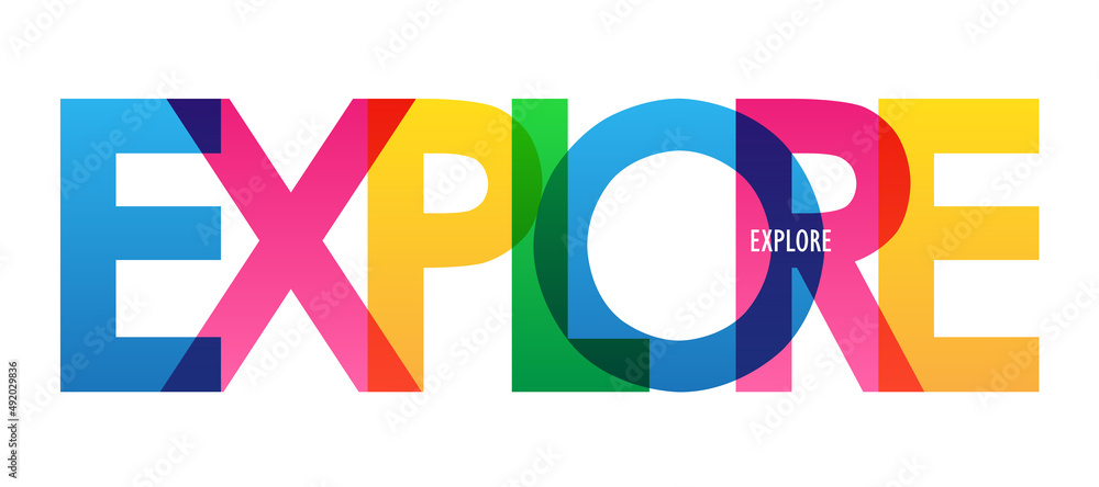EXPLORE colorful vector typography banner Stock Vector | Adobe Stock