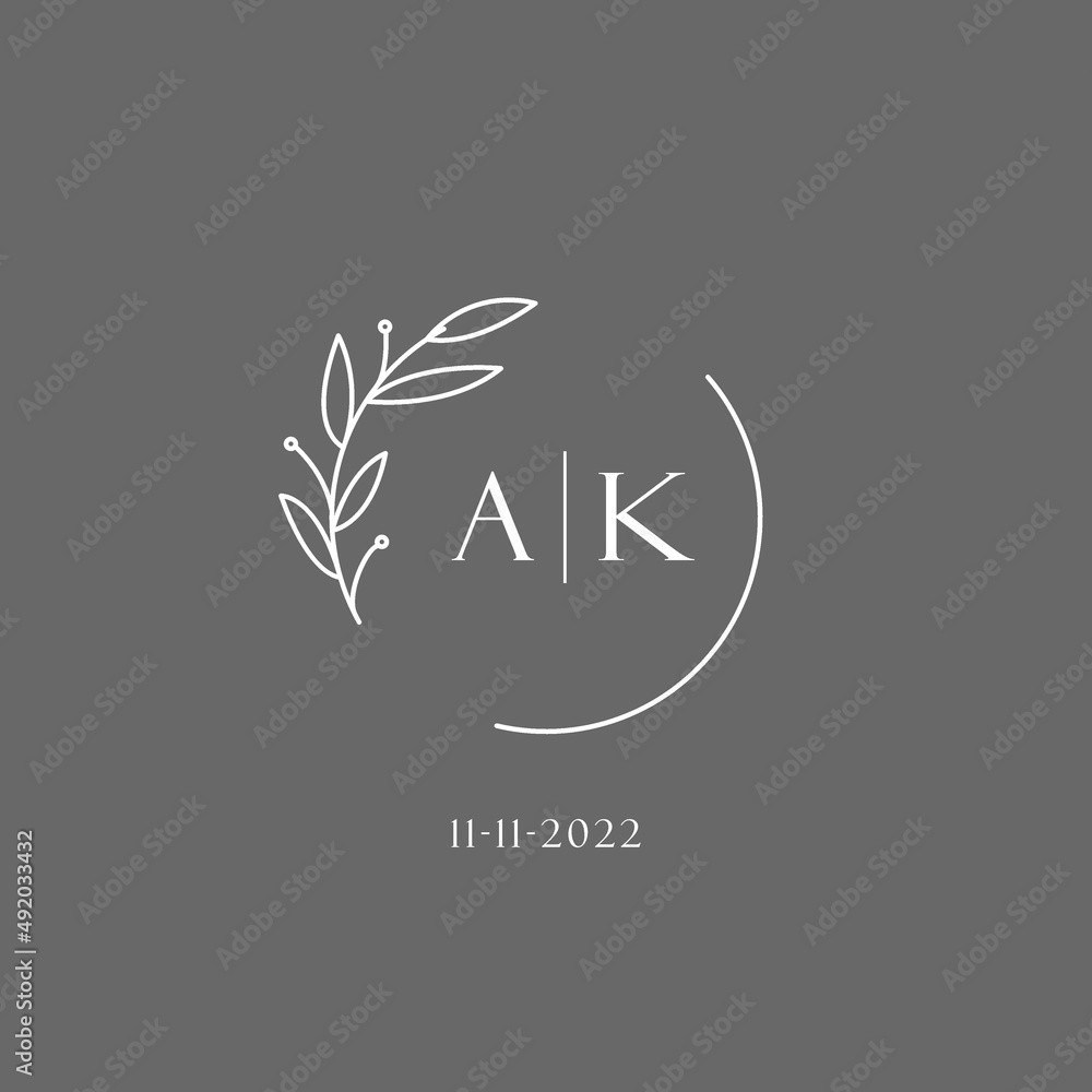 Letter AK wedding monogram logo design ideas Stock Vector | Adobe Stock