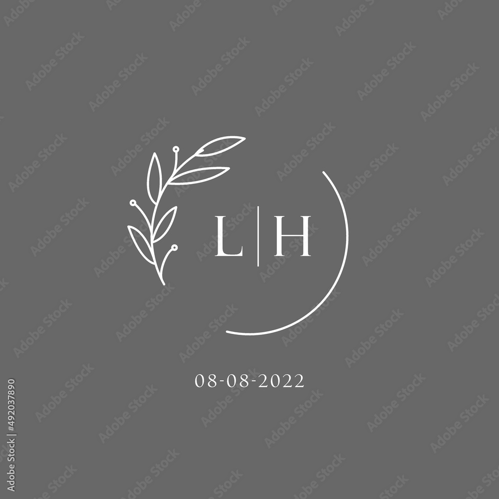Letter LH wedding monogram logo design ideas Stock Vector | Adobe Stock