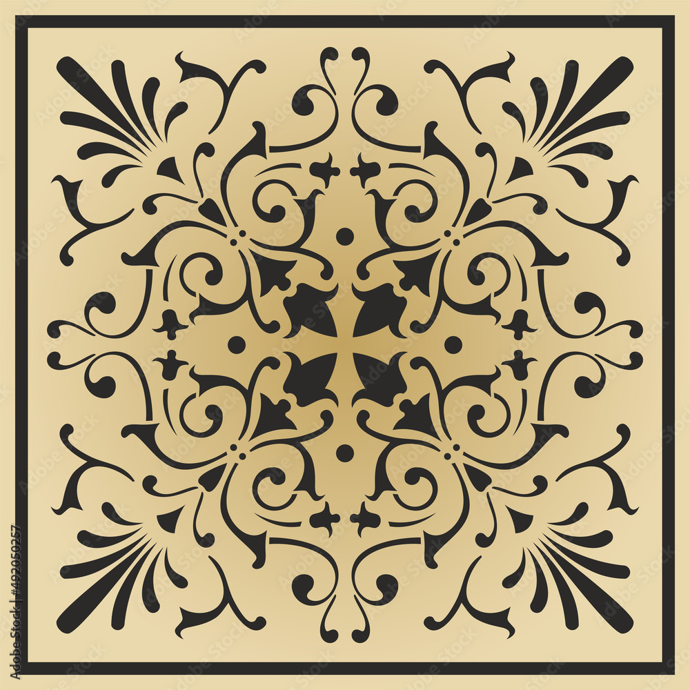 Vector gold square classic european national ornament. Ethnic pattern ...