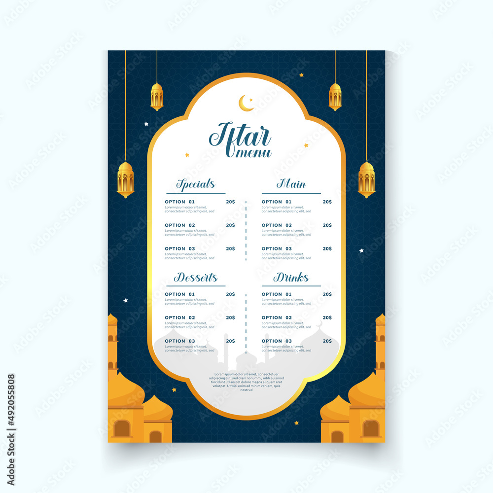 Photo & Art Print fully editable Ramadan Iftar menu card template ...