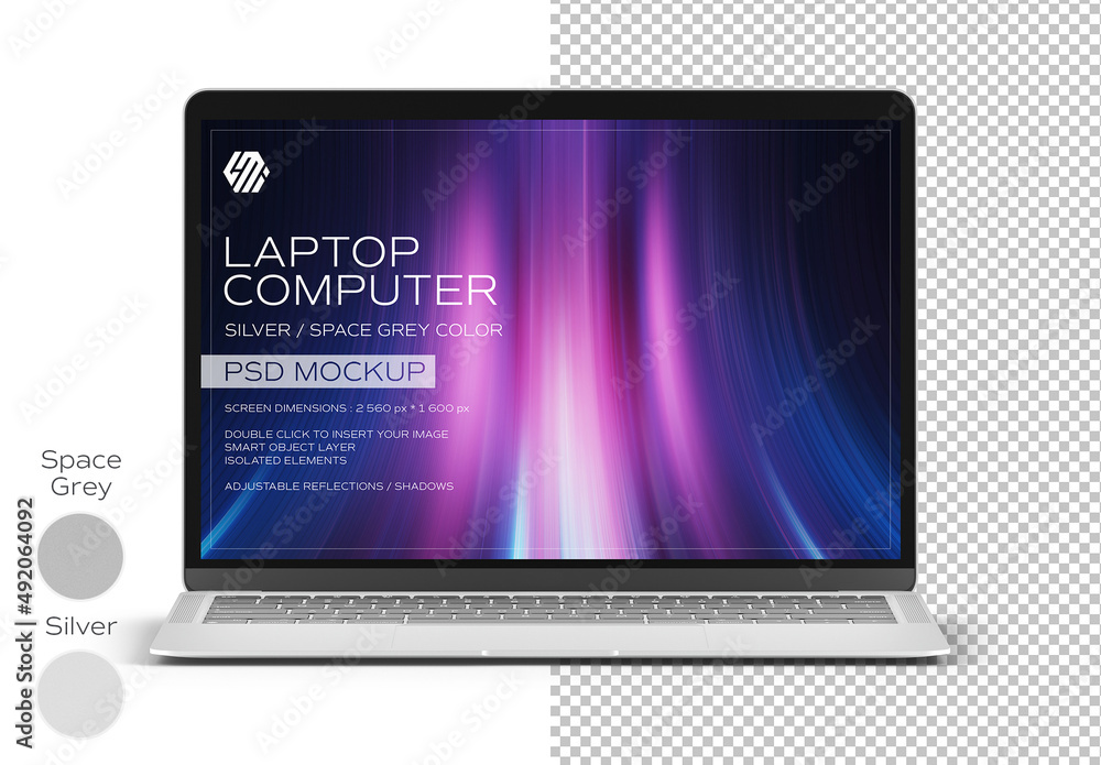 Laptop Computer Mockup Isolated on White Stock Template | Adobe Stock