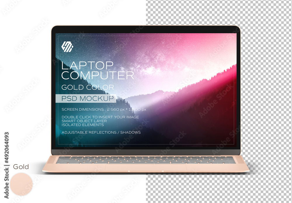 Laptop Computer Mockup Isolated on White Stock Template | Adobe Stock