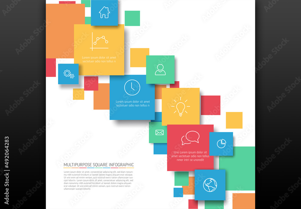 Diagonal Squares Pastel Color Infographic Layout Stock Template | Adobe ...