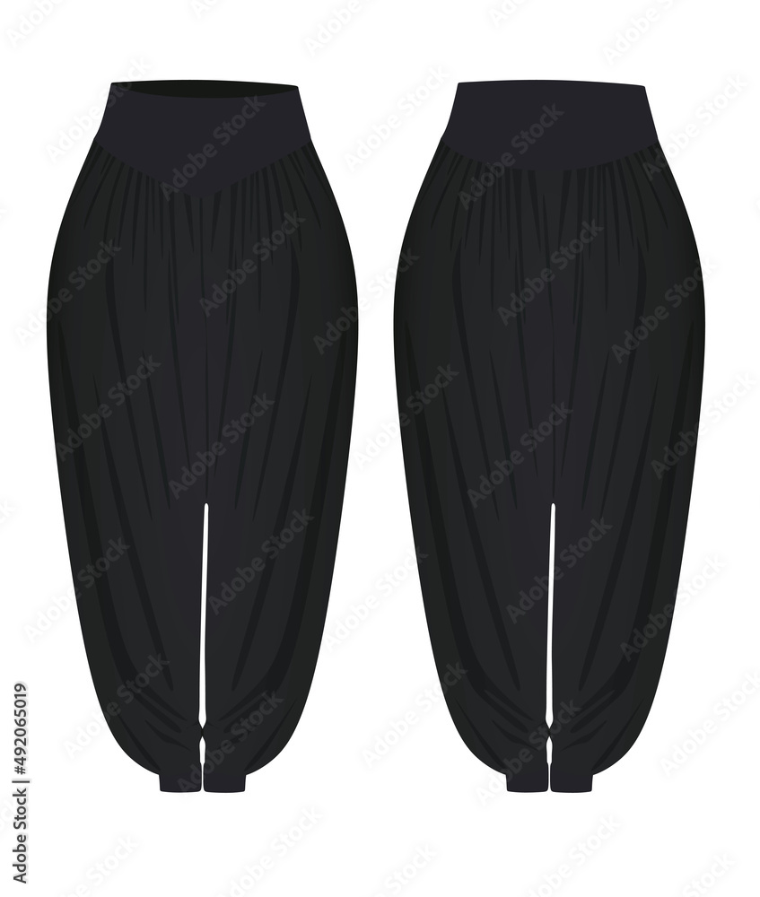 Black harem pants. vector illustration Stock Vector | Adobe Stock