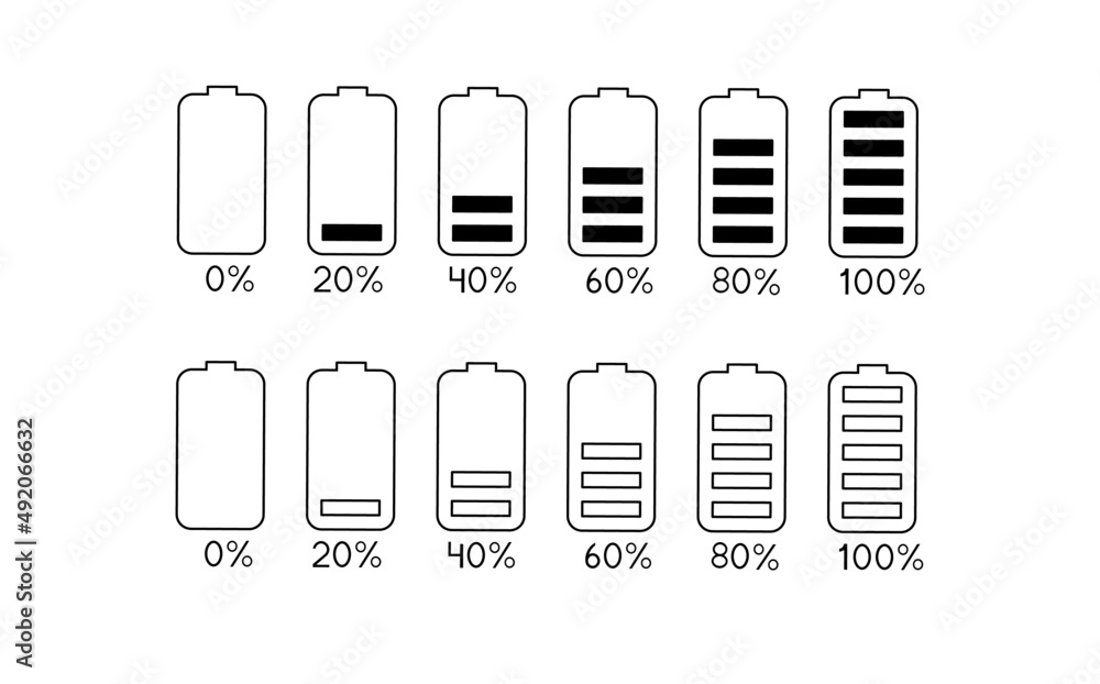 percentage capacity battery icon set Stock Vector | Adobe Stock