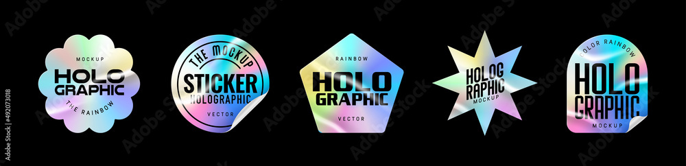 Holographic stickers. Hologram labels of different shapes. Sticker ...